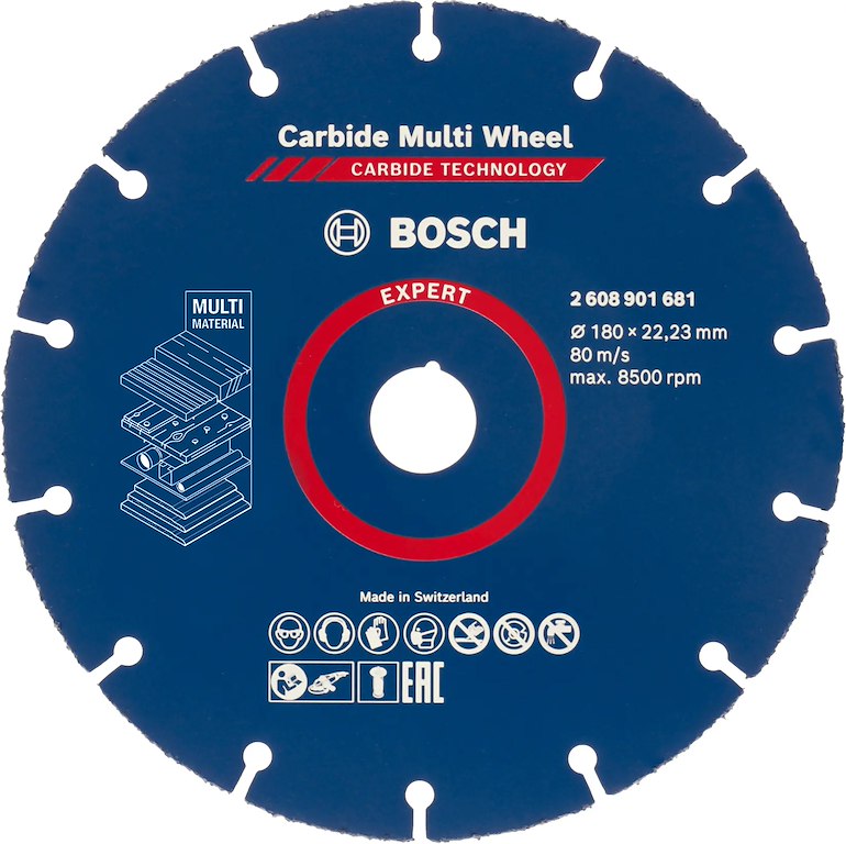 Bosch Rezna ploča EXPERT Carbide Multi Wheel 180 mm, 22.23 mm 2608901681