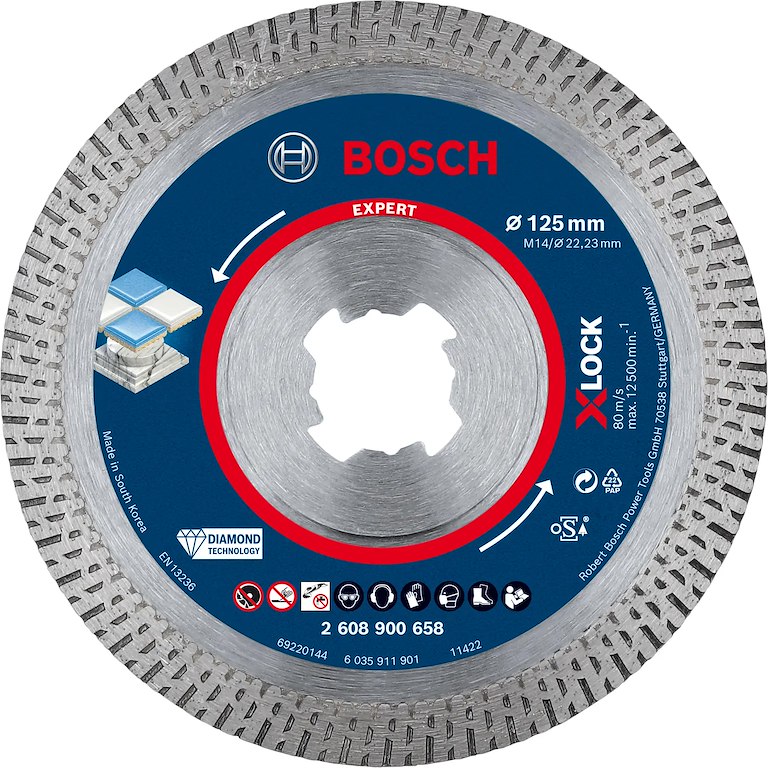 Bosch Dijamantska rezna ploča EXPERT HardCeramic X-LOCK 125x22.23x1.4x10 mm 2608900658