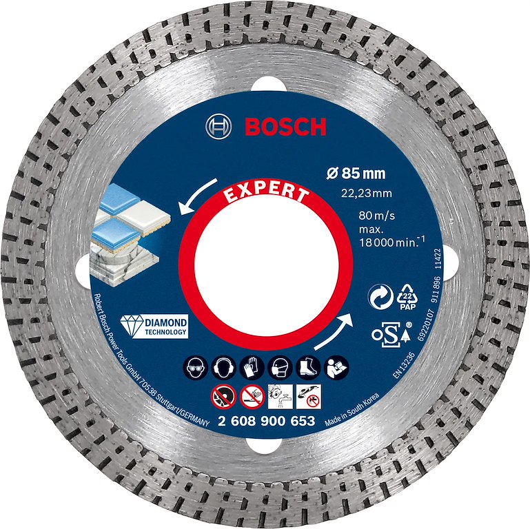 Bosch Dijamantska rezna ploča EXPERT HardCeramic 85 x 22.23 x 1.6 x 7 mm 2608900653