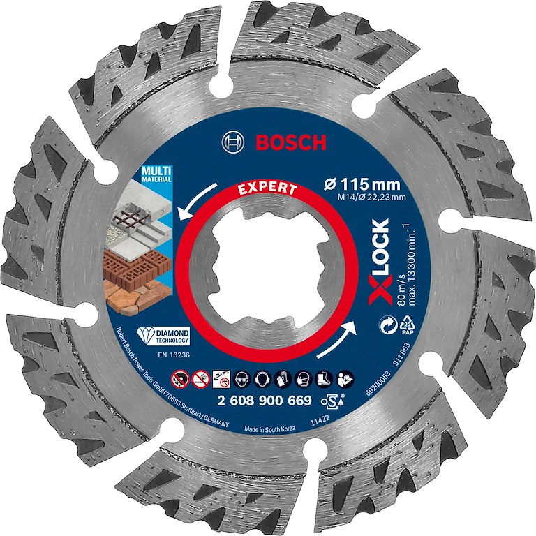 Bosch Dijamantska rezna ploča EXPERT MultiMaterial X-LOCK 115x22.23x2.4x12 mm 2608900669