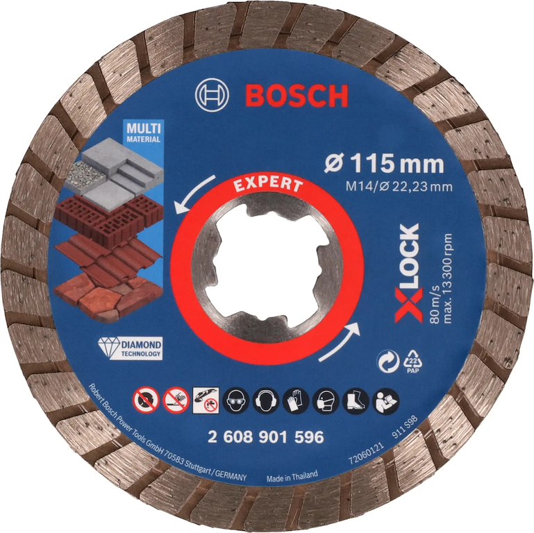Bosch Dijamantska rezna ploča EXPERT MultiMaterial X-LOCK, 115 x 22.23 x 2.4 x 12 mm 2608901596