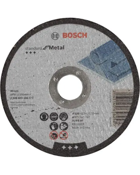 Bosch Rezna ploča ravna Standard for Metal A 30 S BF, 125 mm, 22.23 mm, 2.5 mm, 2608603166, 25 komada