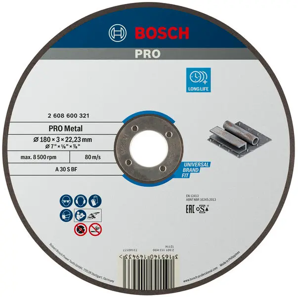Bosch Rezna ploča Metal PRO 180x3 mm 2608600321, Ravna, 25 komada