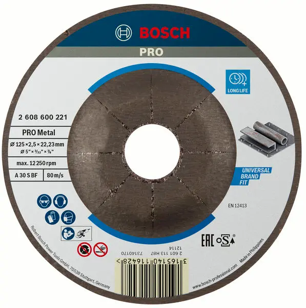 Bosch Rezna ploča Metal PRO 125x2.5 mm 2608600221, Izvijena, 25 komada
