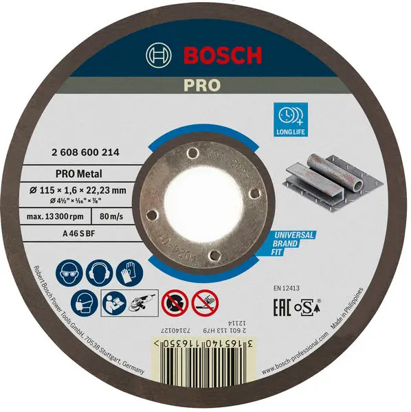 Bosch Rezna ploča Metal PRO 115x1.6 mm 2608600214, Ravna, 25 komada