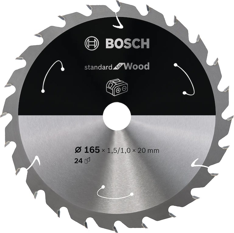Bosch Standard for Wood list kružne testere za akumulatorske testere 165x1,5x20 T24 2608837685, 165x1,5x20 T24