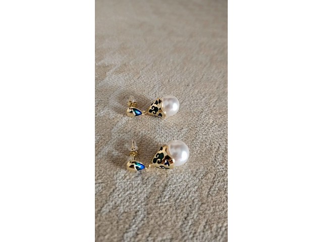 Guilloché pearl emajl drop dangle minđuše