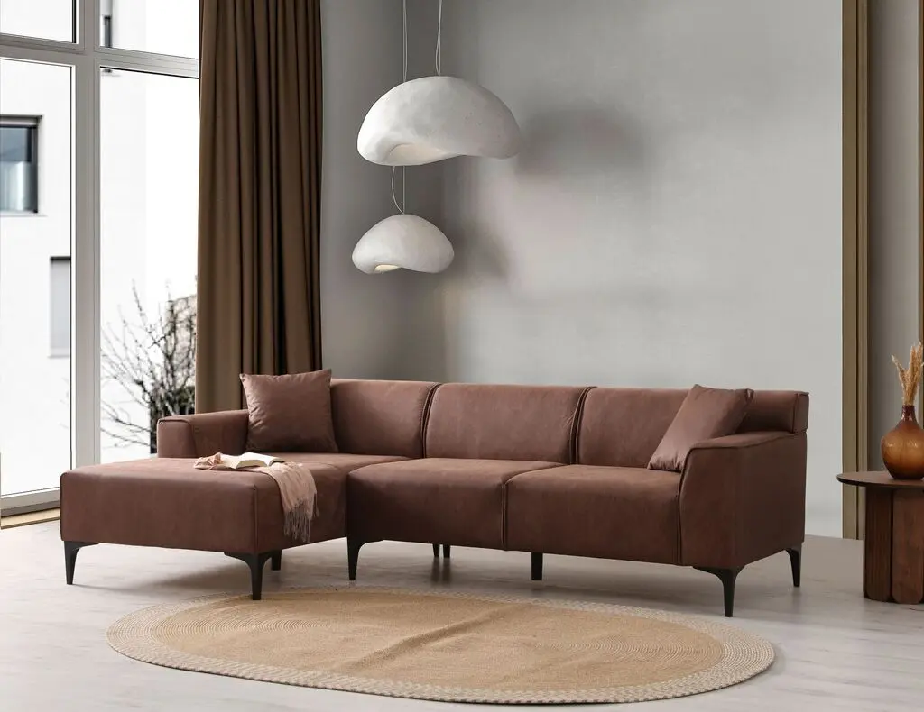 Atelier del Sofa Ugaona garnitura New Petra L Corner, 250x69x145cm, Braon