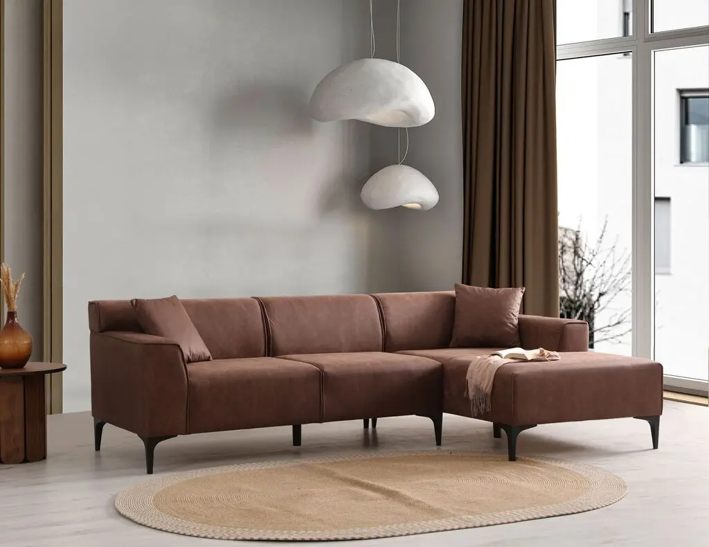 Atelier del Sofa Ugaona garnitura New Petra R Corner, 250x69x145cm, Braon