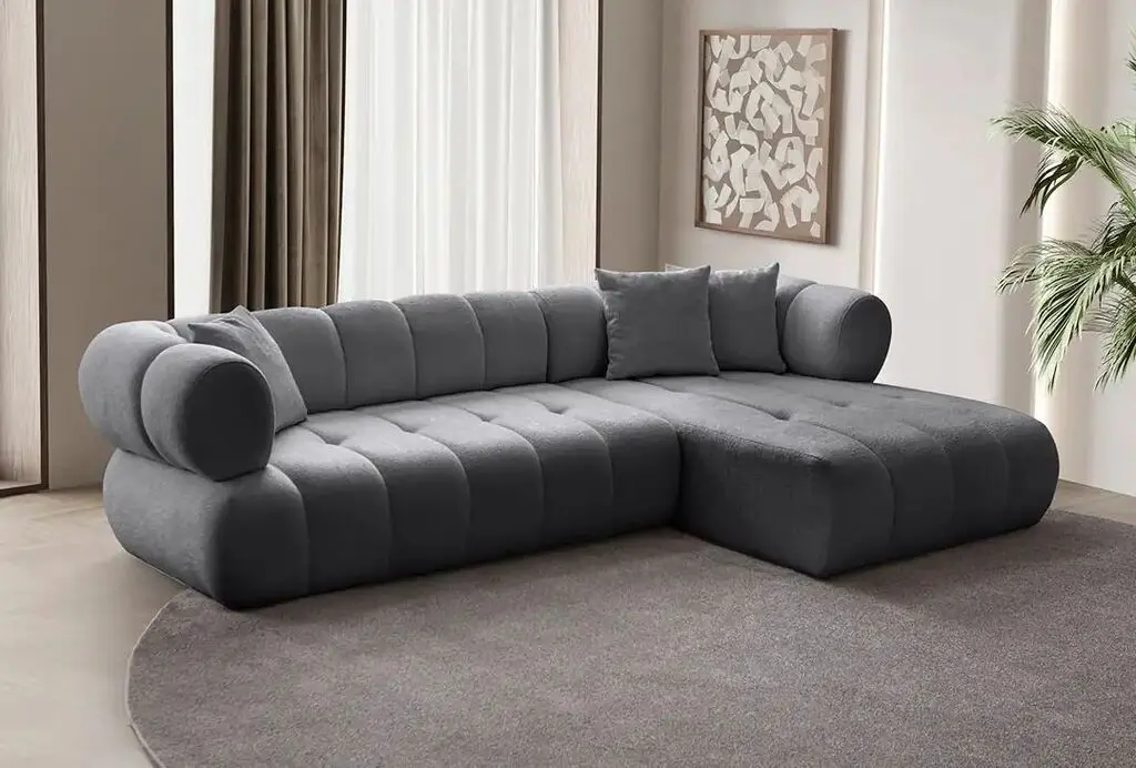 Atelier del Sofa Ugaona garnitura na razvlačenje Petra Right, 280 x 170 cm, Tamnosiva