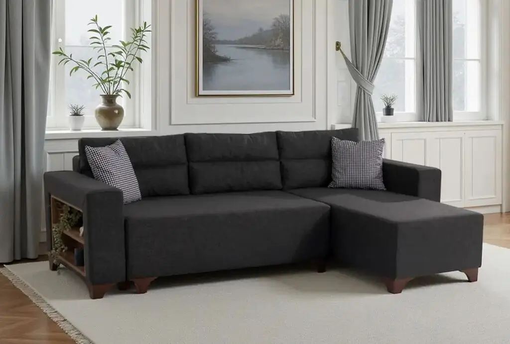 Atelier del Sofa Ugaona garnitura na razvlačenje Tloft Mini, 260 x 160 cm, Antracit