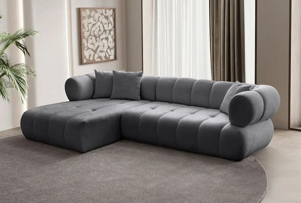 Atelier del Sofa Ugaona garnitura na razvlačenje Petra Left, 280 x 170 cm, Tamnosiva