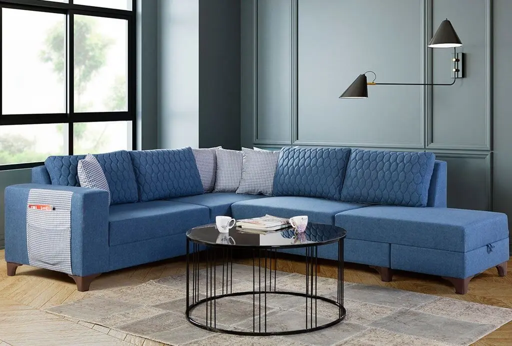 Atelier del Sofa Ugaona garnitura na razvlačenje Loft, 230 x 285 cm, Plava