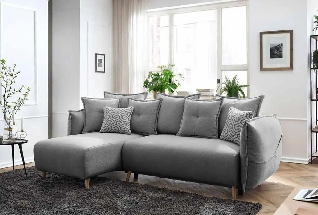 Atelier del Sofa Ugaona garnitura na razvlačenje Puffy, 255 x 165 cm, Siva