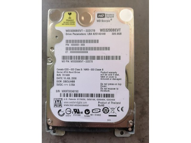 Laptop HDD 320GB 100% WD