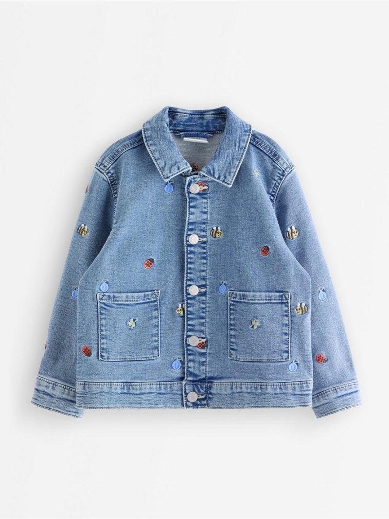 Jakna – Jacket in denim jersey with embroidery