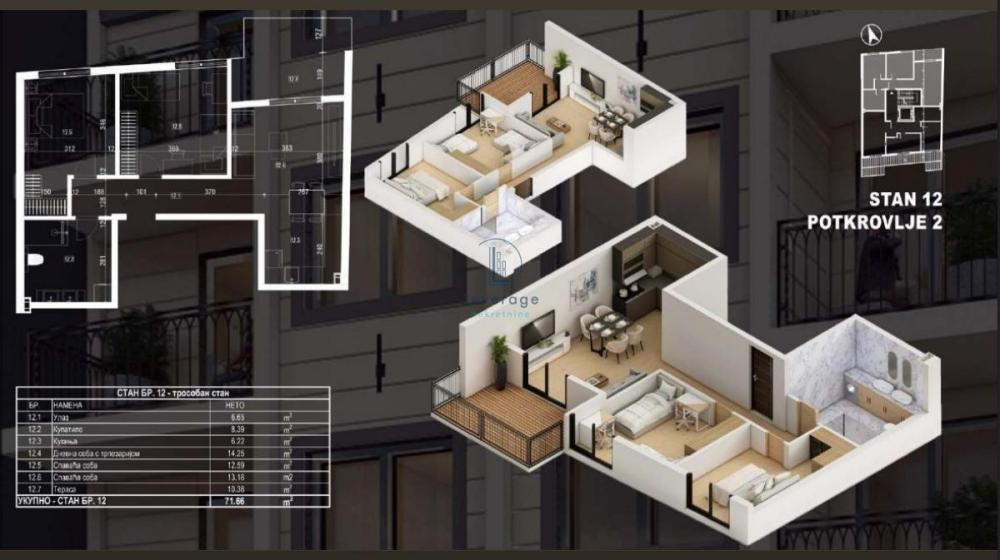 Trosoban stan na prodaju, 71m2, 236.480€
