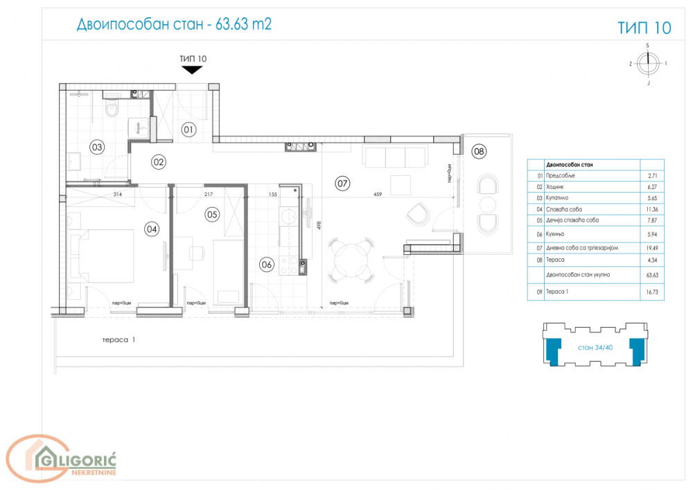 Dvoiposoban stan na prodaju, 64m2, 165.438€