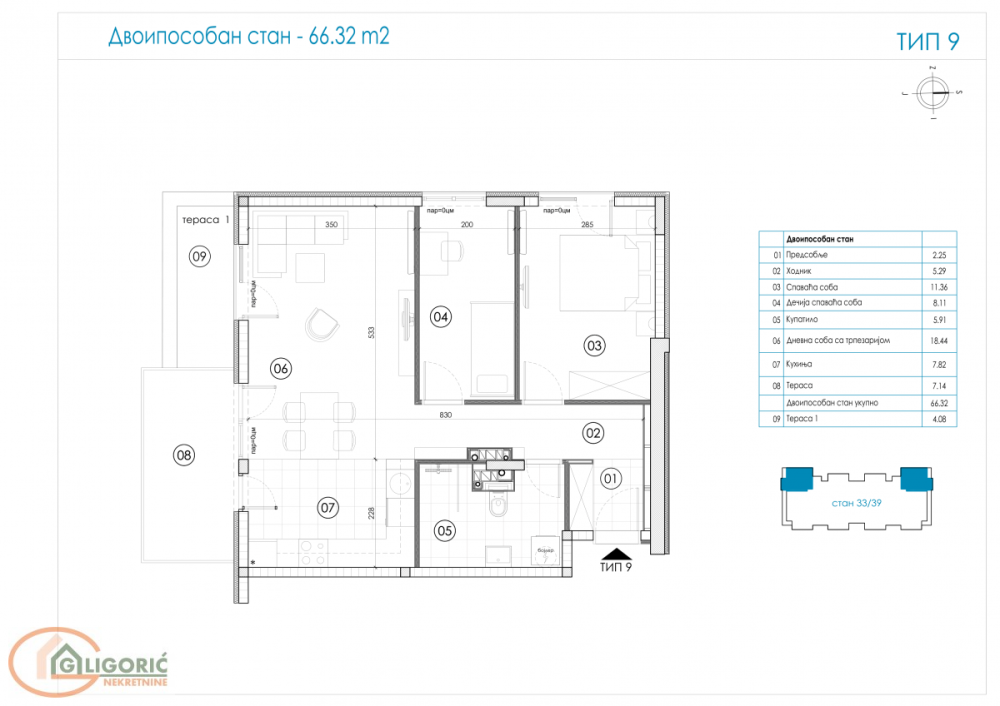 Dvoiposoban stan na prodaju, 66m2, 165.800€