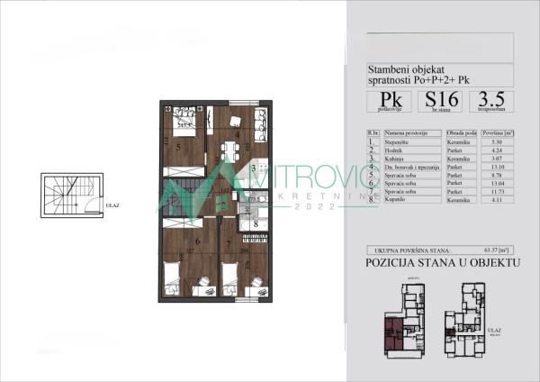 Troiposoban stan na prodaju, 63m2, 176.200€