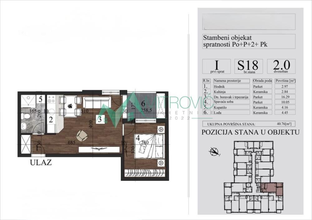 Jednoiposoban stan na prodaju, 40m2, 136.450€