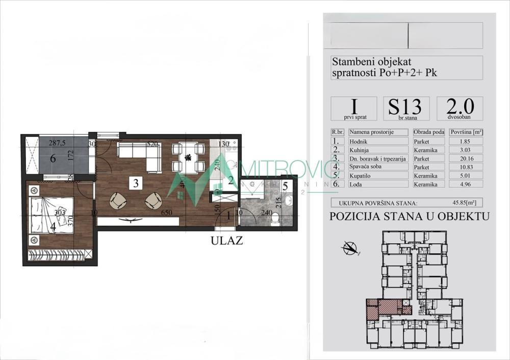 Dvosoban stan na prodaju, 45m2, 153.480€