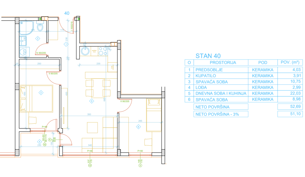 Dvoiposoban stan na prodaju, 51.50m2, 97.850€