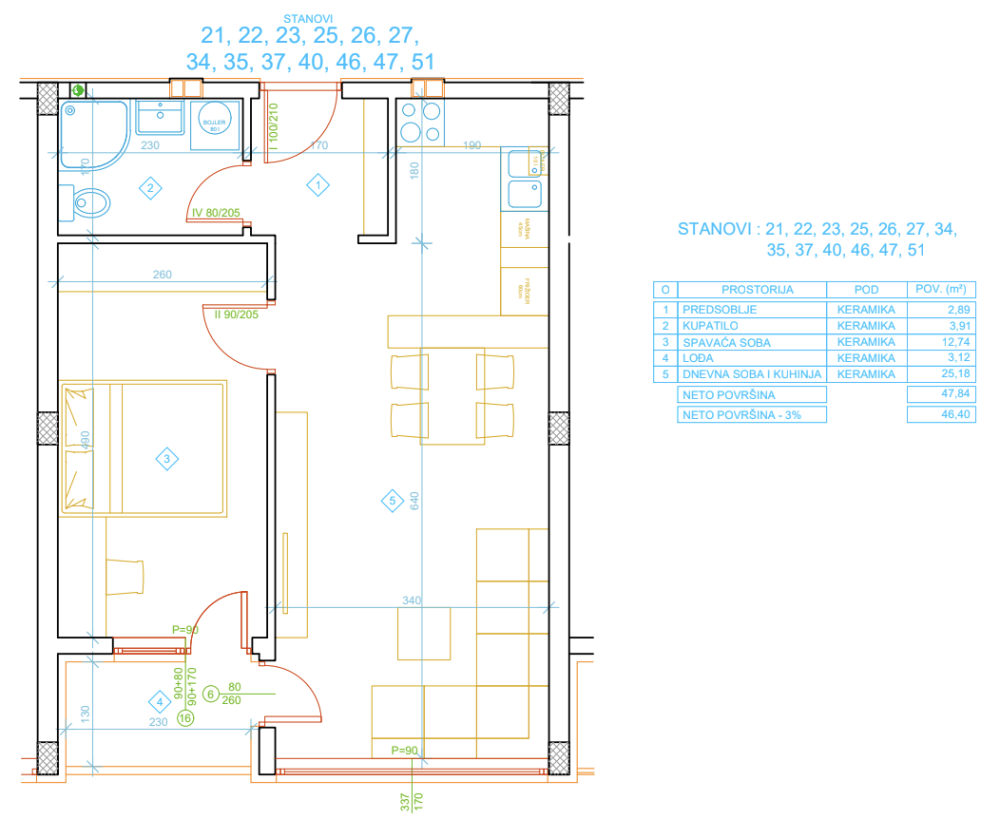 Jednoiposoban stan na prodaju, 46.40m2, 88.160€