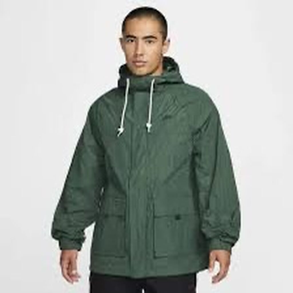 NIKE Logo Embroidered Hooded Zip-Up Jacket Men Jackets Green vel. S