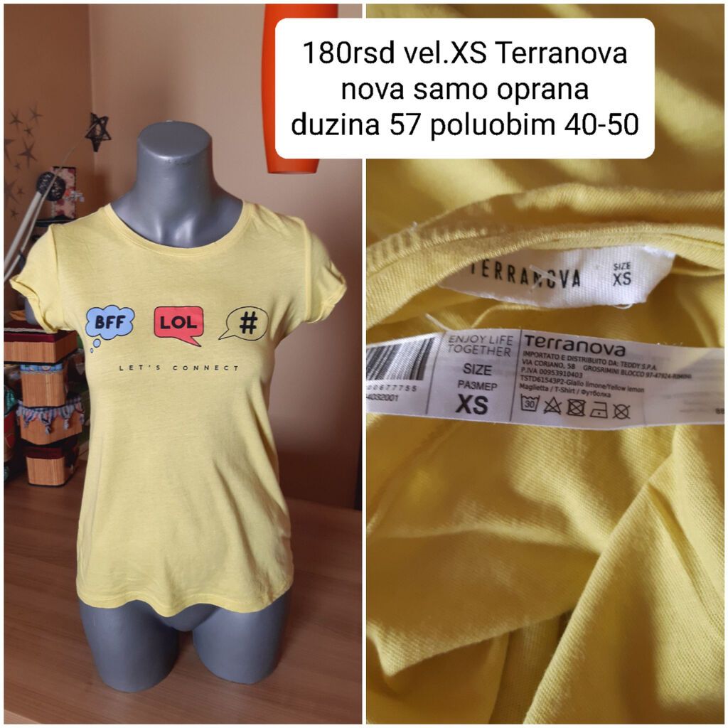 Terranova majica kratkih rukava, veličina XS. Boja: žuta (lemon)