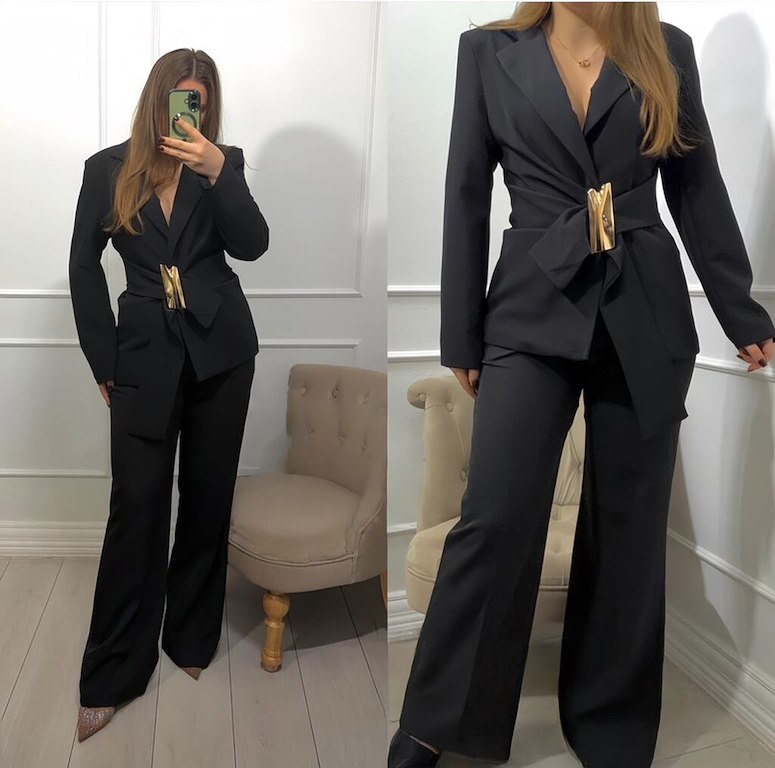 ✨Damski elegantni komplet – sako i pantalone u crnoj boji. ✅3600 din