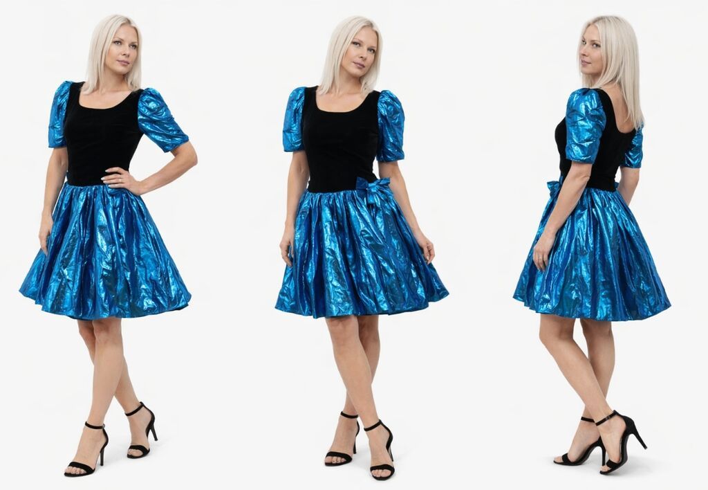 Haljina sa sjajnim metalik efektom – crno-plava - Gornji deo: crni