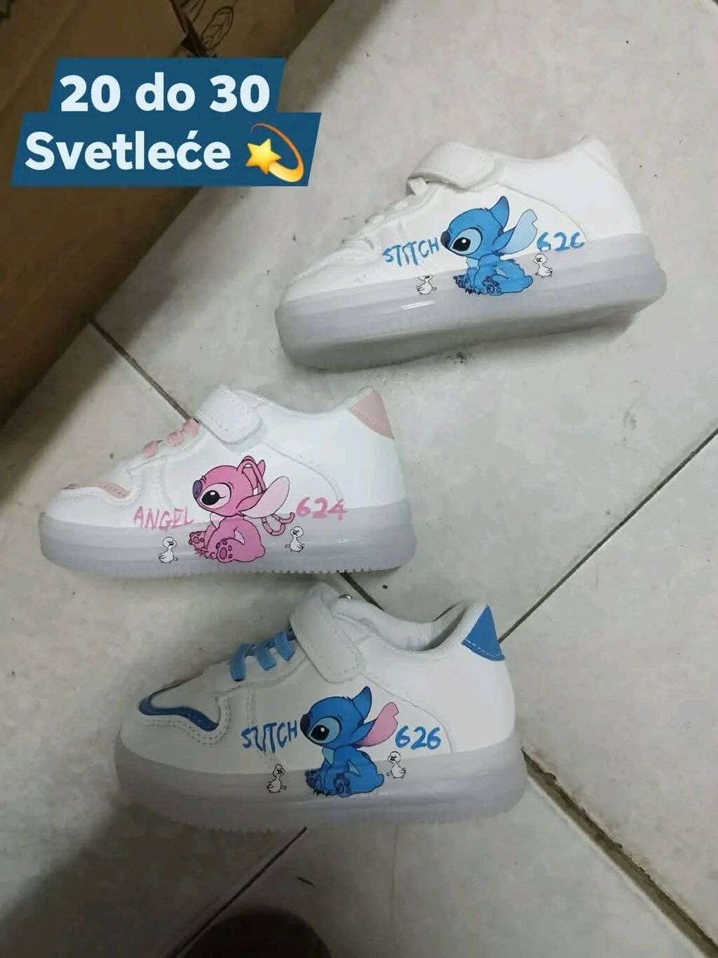 Dečije patike sa svetlećim đonom i motivima lika „Stitch/Angel”. Cena