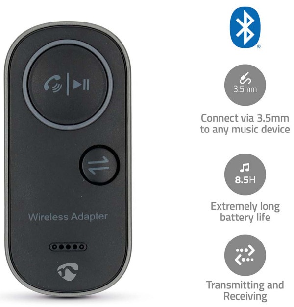 BLUETOOTH ADAPTER PRIJEMNIK PLUS PREDAJNIK, NEDIS BTTC2500BK