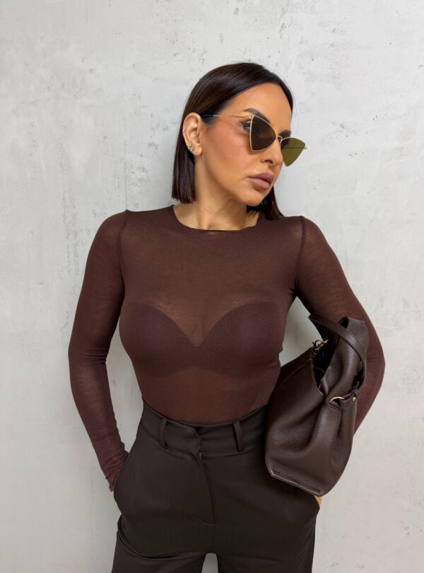 JIANNA CHOCOLATE basic transparentna bluza