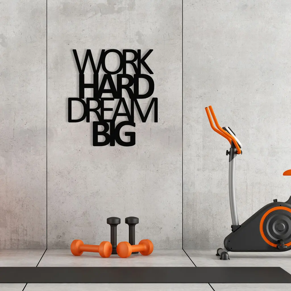 Wallity Zidna dekoracija Work Hard Dream Big Metal Decor, 65 x 70 cm, Crna