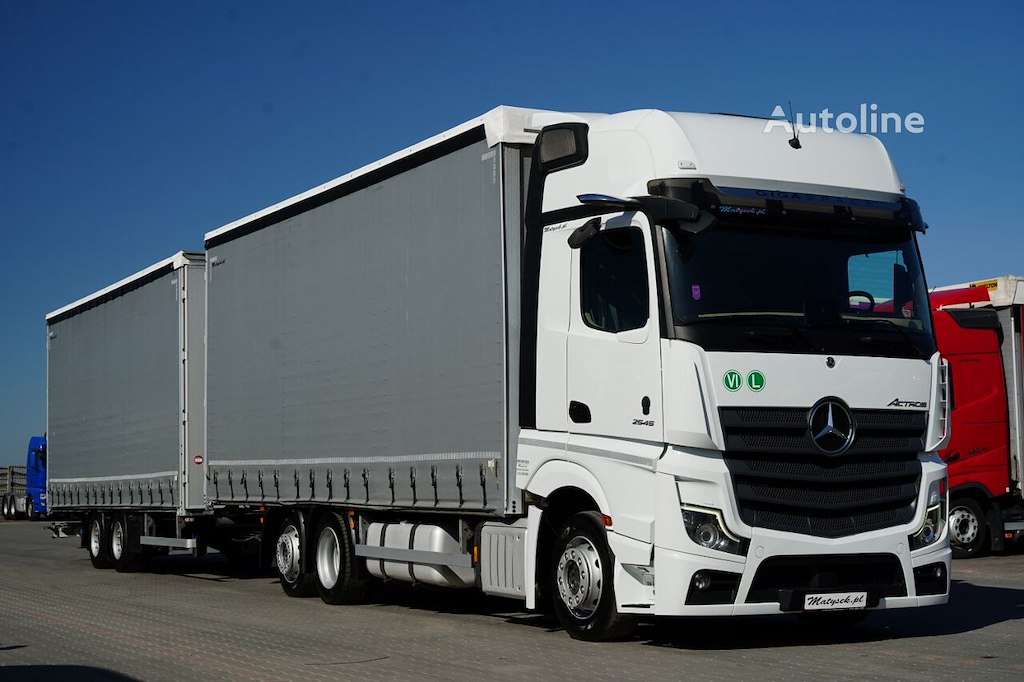 Mercedes-Benz ACTROS 2545 / ZESTAW TANDEM 120 M3 / PRZEJAZDOWY / GIGA SPACE / kamion sa klizna zavesa cerada + prikolica sa kliznom ceradom