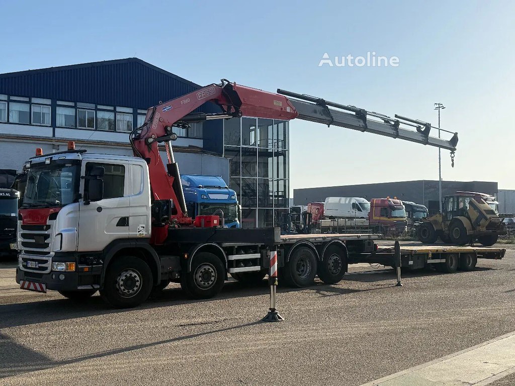 Scania G440 8X2 MET FASSI F5602.25 kamion platforma + prikolica platforma