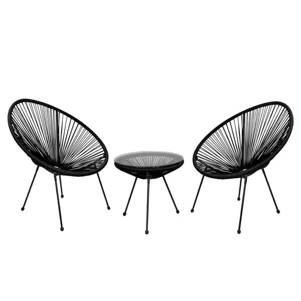 Baštenski bistro set sto + 2 stolice crna (F5050)