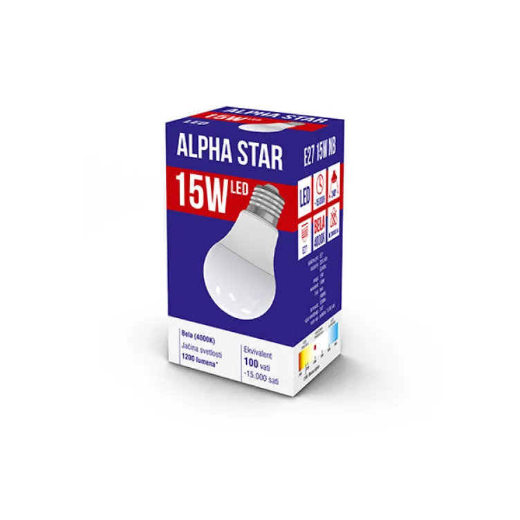 Alpha Star E27 15W NB LED Sijalica 4000K/1200Lm/220V,Bela
