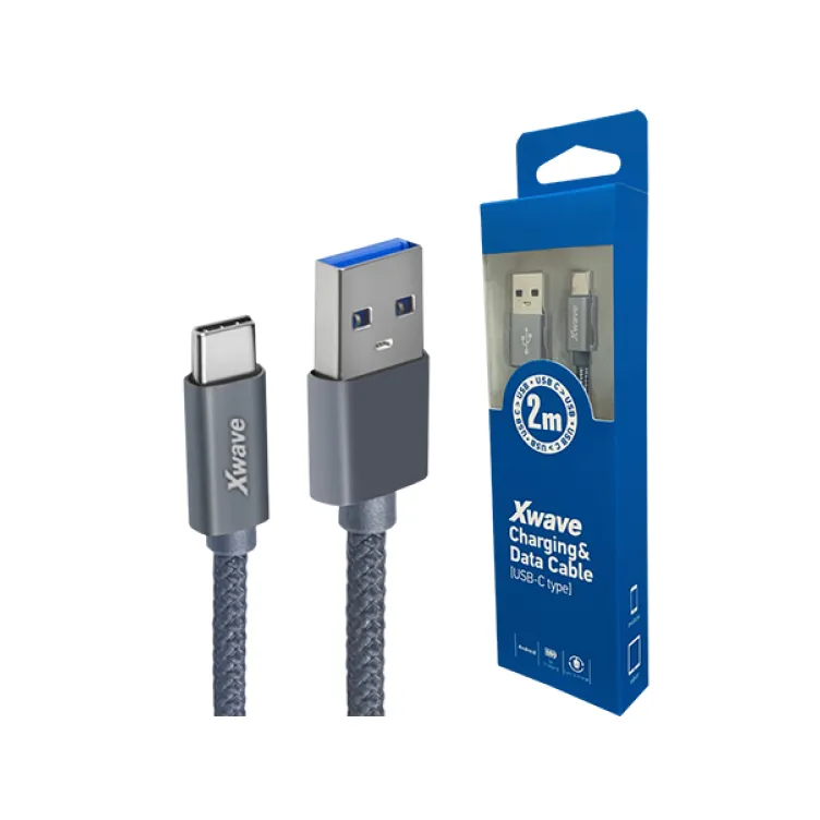 Xwave Kabl USB 3.1 na TIP-C 3.1 muško-muški 2M 3A,AI,upleteni,tamno sivi