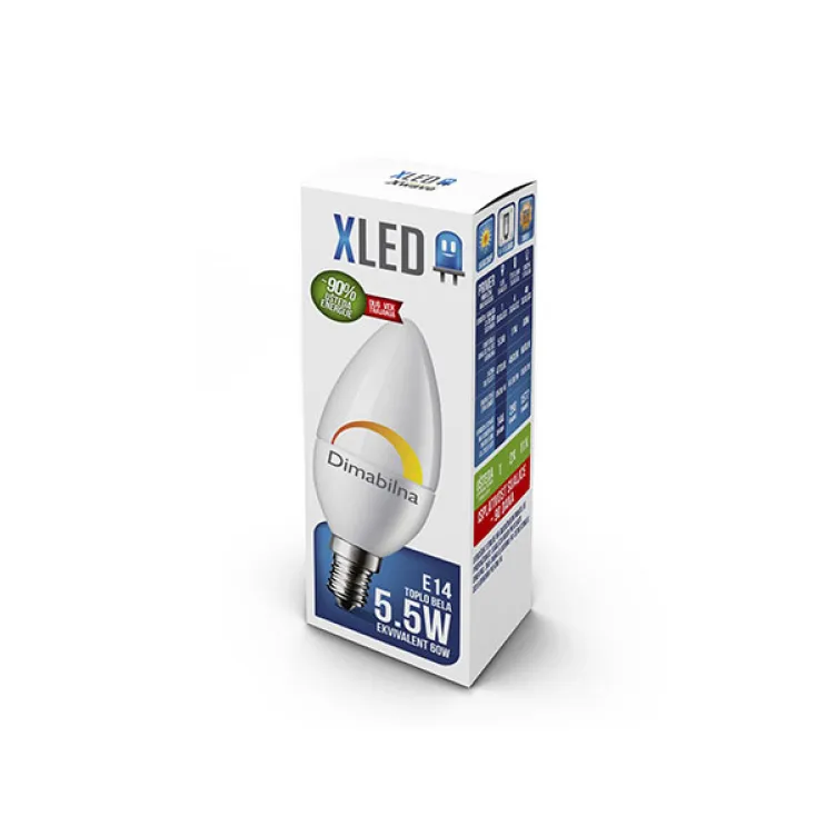 XLED E14 6W Dimmable LED Sijalica 3000K,220V,470Lm,
