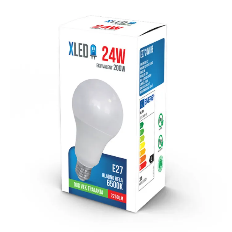XLED E27 24W HB LED Sijalica 6500K,220V,2250Lm,Hladno Bela