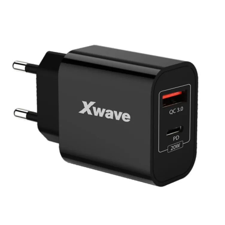 Xwave H20AC 20w Brzi ZIDNI punjač za mobilne,tablete, usb-C usb-A ,CRNI