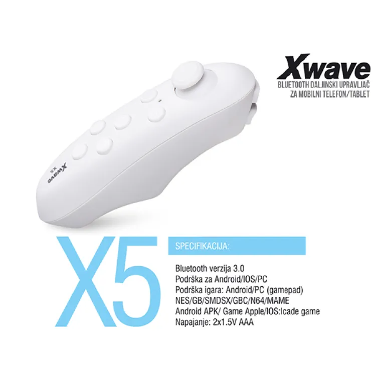 Xwave X5 beli BT daljinski upravljač za mobil/smart TV/IOS/PC/Android