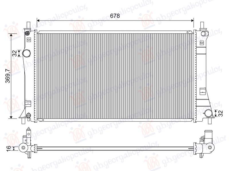HLADNJAK MOTORA 1.8/2.0i 16V (67.5×36.8) 09- (VALEO) MAZDA 5 2010-2015 (CW) (OEM: LFFM15200A)