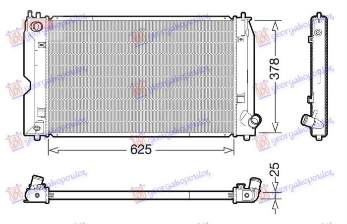 HLADNJAK MOTORA 1.4 D4D DIZEL (MAN) (625×390) (KOYO) TOYOTA COROLLA H/B-L/B 2002-2004 (E 12) (OEM: 164000N030, 164000N031)