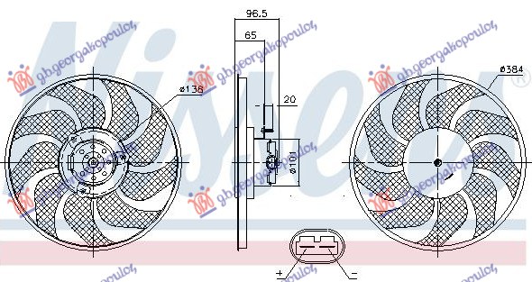 VENTILATOR KOMPLET (1.9/2.2/2.5/2.8-3.0 DIZEL) (-AC) (NISSENS) NISSAN INTERSTAR 2002-2009 (X70) (OEM: 2147500Q0A, 2148700QAA, 2148700QAK)