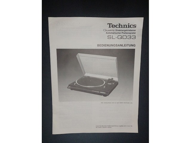 TECHNICS SL- QD33 GRAMOFON-UPUTSTVO I RAČUN