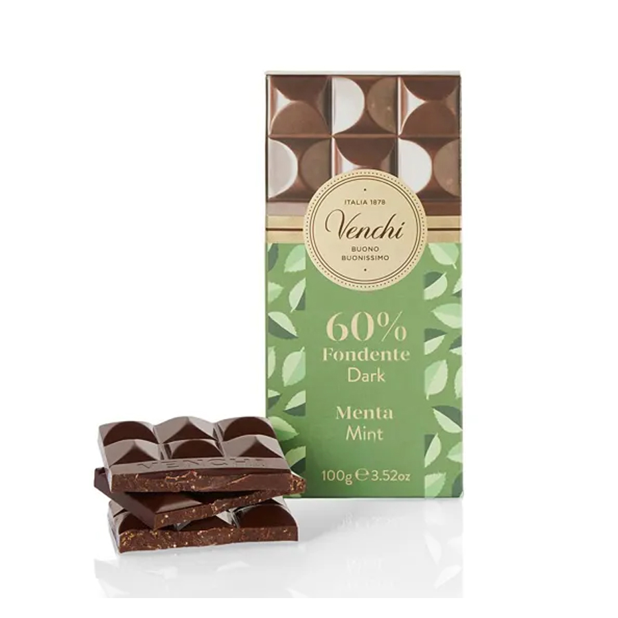 Venchi Dark Chocolate Bar With Mint Nibs 100gr
